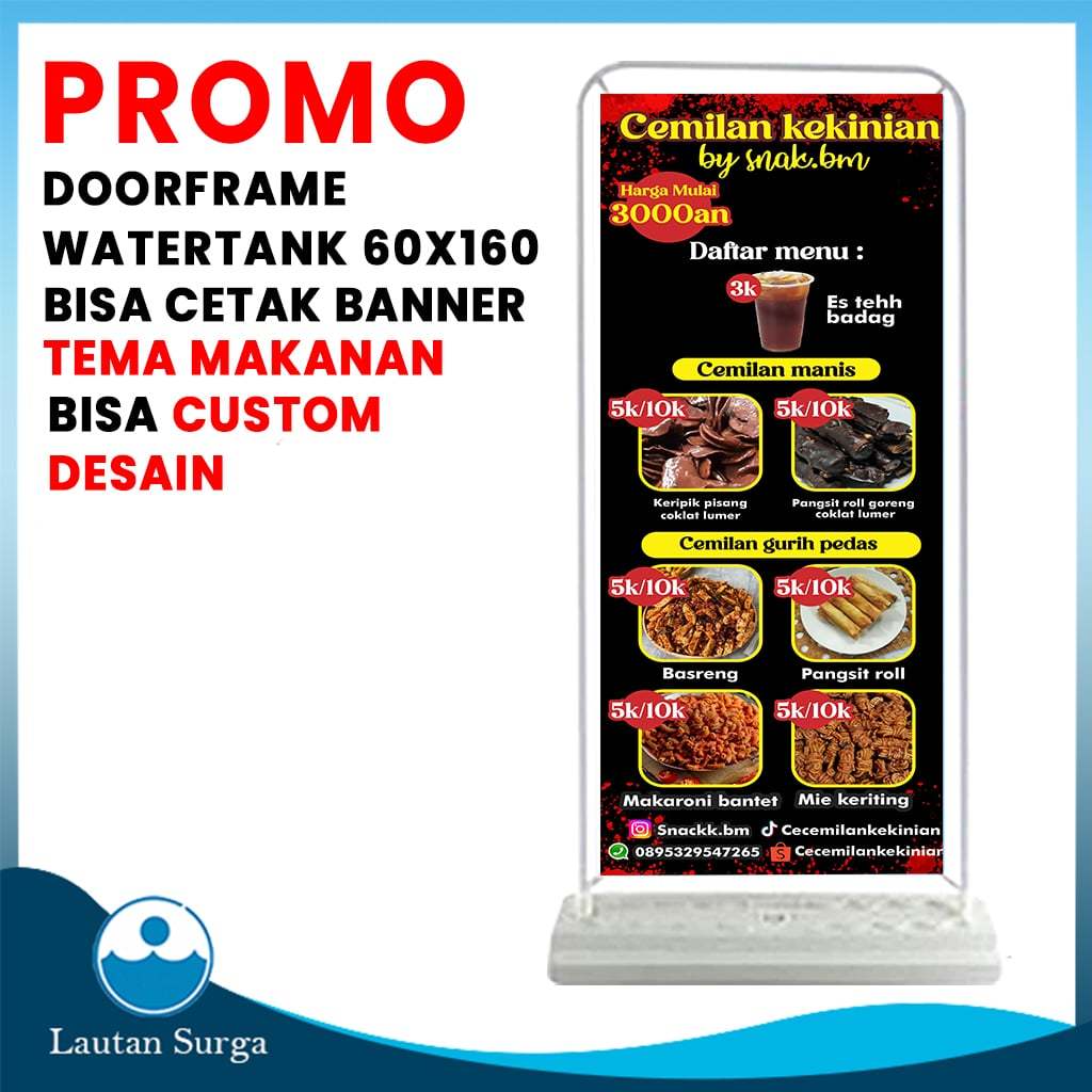 Jual (PAKET Standing Door Frame Water Tank / Isi Air) Cetak Standing ...