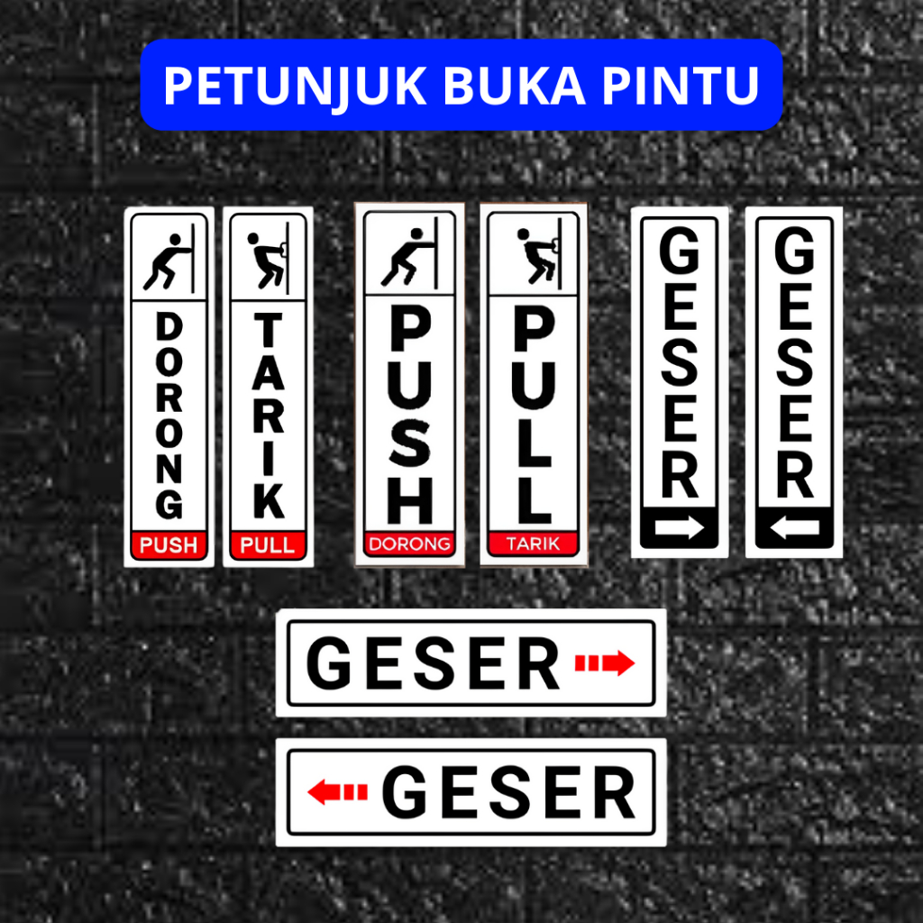 Jual Stiker Buka Pintu Push Pull Dorong Tarik Geser Akrilik Ukuran 5x20 ...
