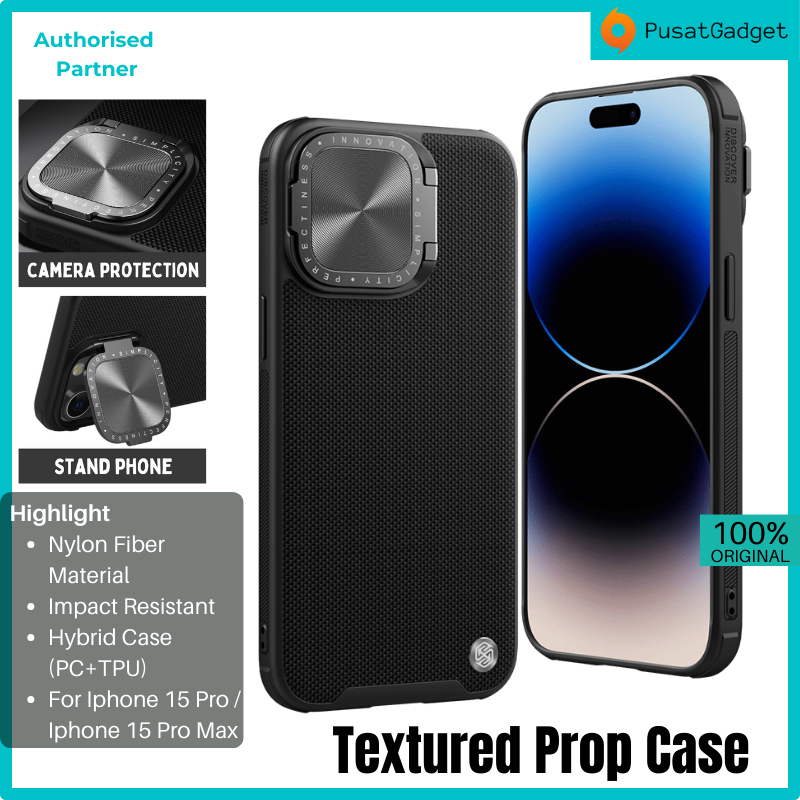 Jual Case Iphone 15 Pro/Pro Max NILLKIN Textured Prop Flip Style Camera ...