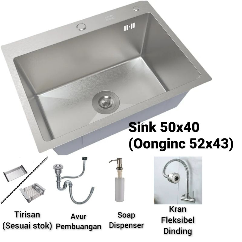 Jual Kitchen Sink 1 Lubang Stainless INOVA 5040 / KYOTO 5040 / OONGINC ...