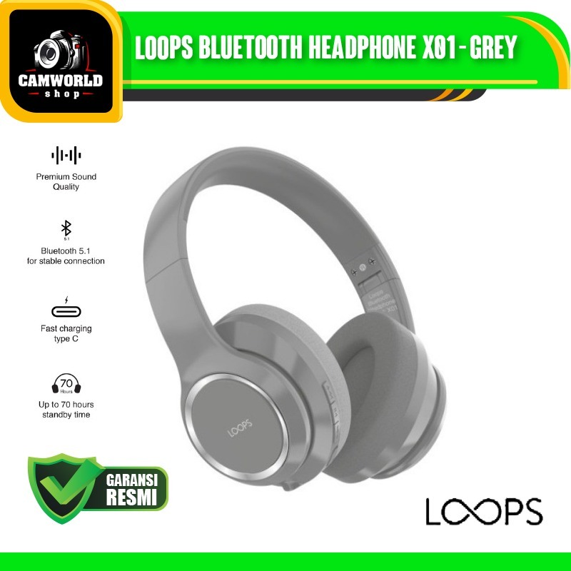 Jual Loops Bluetooth Headphone X01 - Grey | Shopee Indonesia