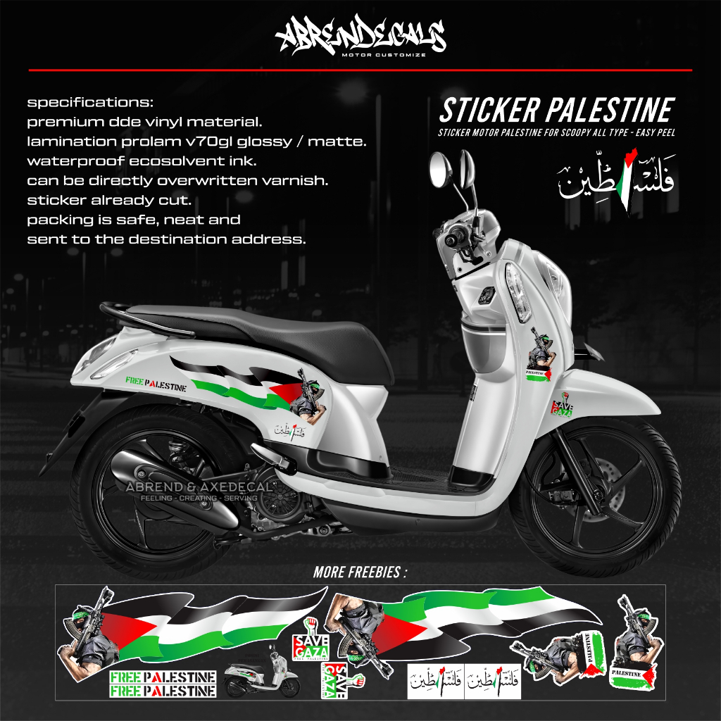 Jual STICKER PALESTINE ALL MOTOR SCOOPY ALL TYPE / STRIPING STIKER FREE ...