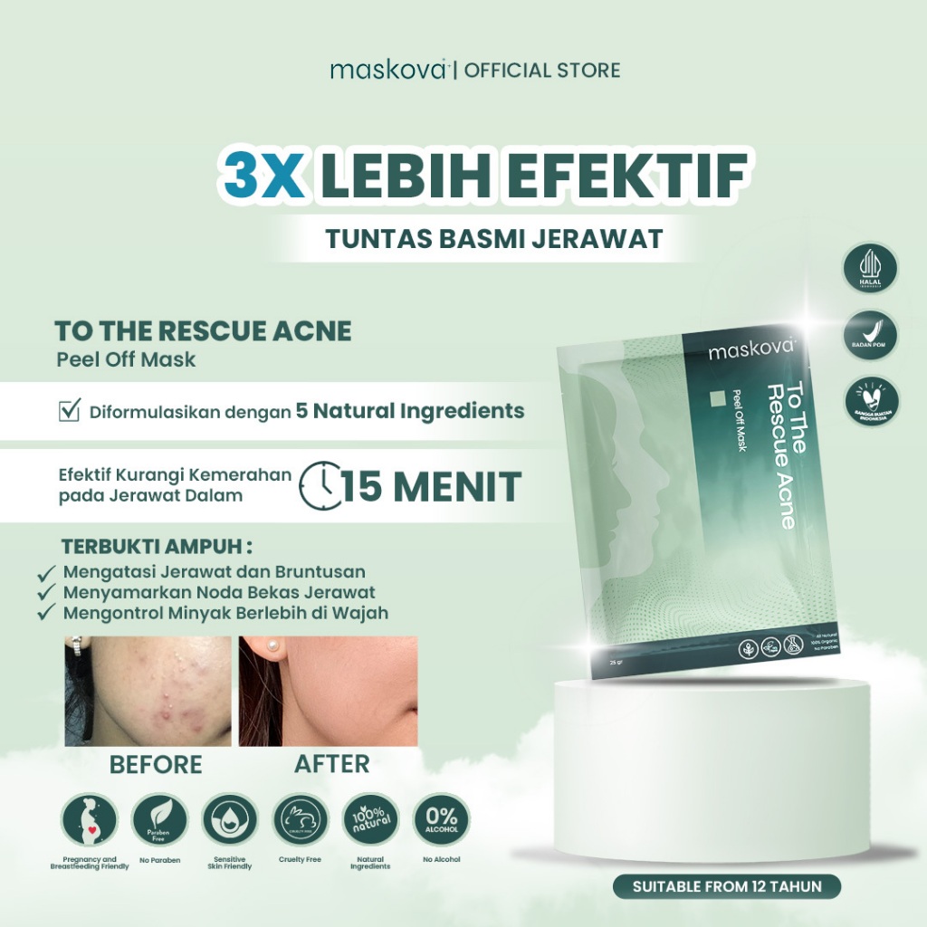 Jual Masker Jerawat 3X Lebih Efektif Tuntas Basmi Jerawat By MASKOVA ...