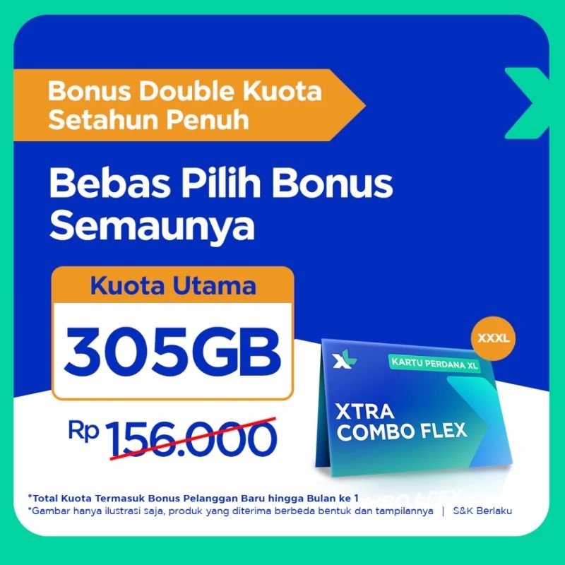 Jual Kartu Perdana Internet XL Axiata Xtra Combo Flex 305GB 30 Hari ...