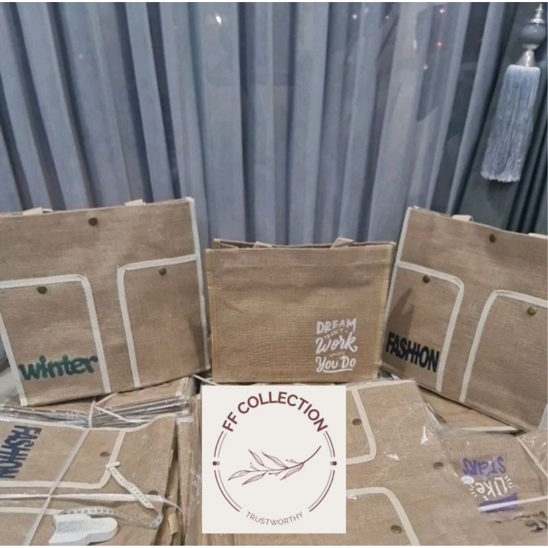 Jual TOTE BAG TAS KARUNG GONI Tas Goni Laminasi Handle CREAM | Shopee ...