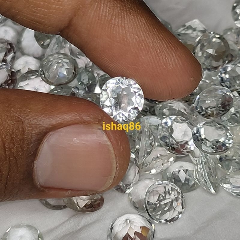 Jual NATURAL COLORLESS TOPAZ WHITE TOPAS 8MM ROUND CUT | Shopee Indonesia