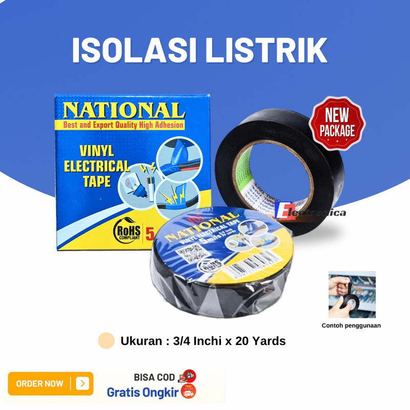 Jual ISOLASI LISTRIK NATIONAL / VINYL ELECTRICAL TAPE NATIONAL PVC ...