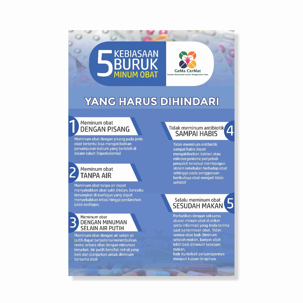 Jual Poster Kesehatan, Farmasi, Hindari Kebiasaan Buruk Minum Obat ...