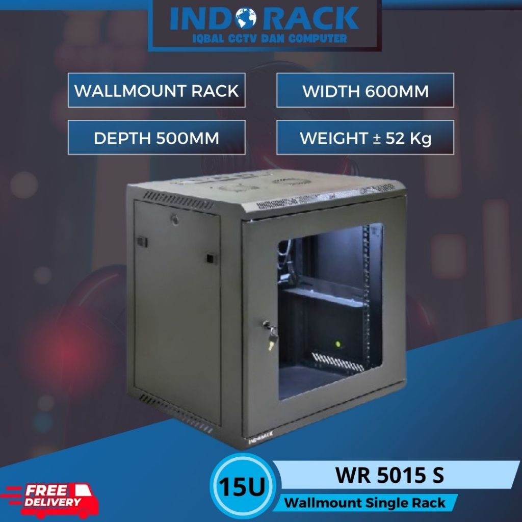 Jual WR5015S - 15U Wallmount Rack Depth 500mm Single Door 19 ...