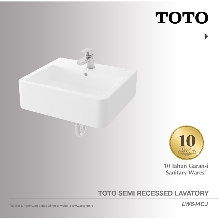 Jual TOTO Wall Hung Lavatory 1 Tap Hole / Wastafel LW644CJ | Shopee ...