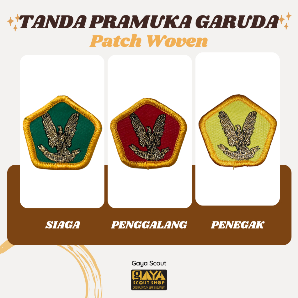 Jual Patch Emblem Woven Tanda Pramuka Garuda Siaga, Penggalang, dan ...