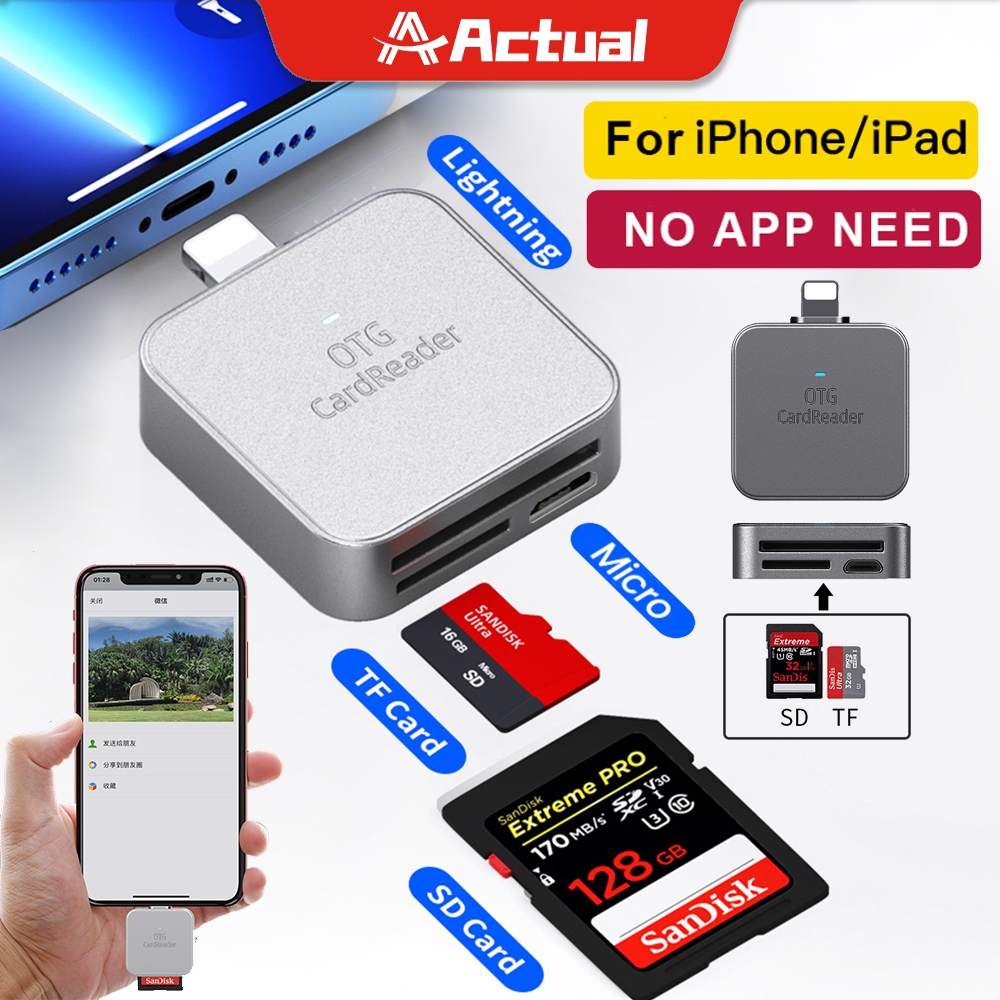 Jual Actual SD Card Reader for Phone/Pad,Lightning to SD/TF Card Camera ...