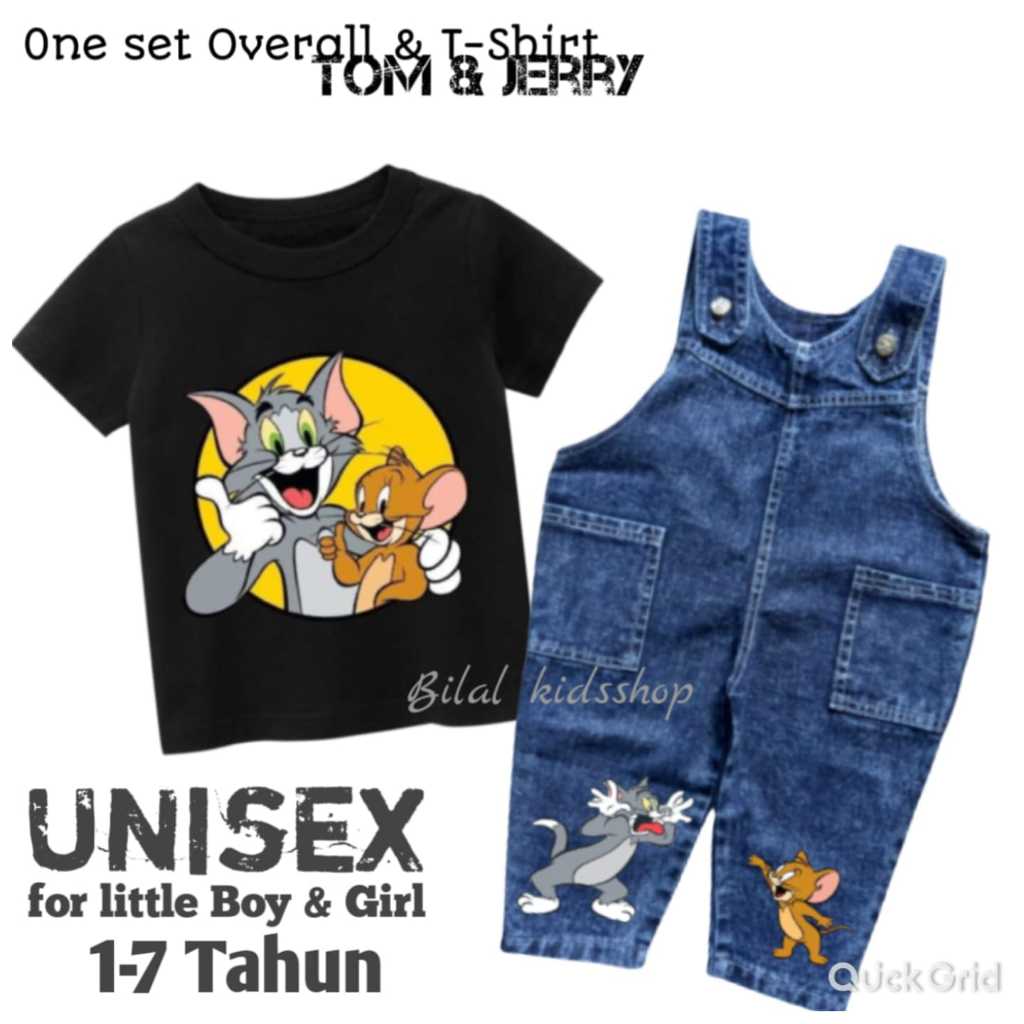 Jual STELAN OVERALL ANAK / ONE SET BAJU KAOS DAN OVERALL ANAK UNISEX 1 ...