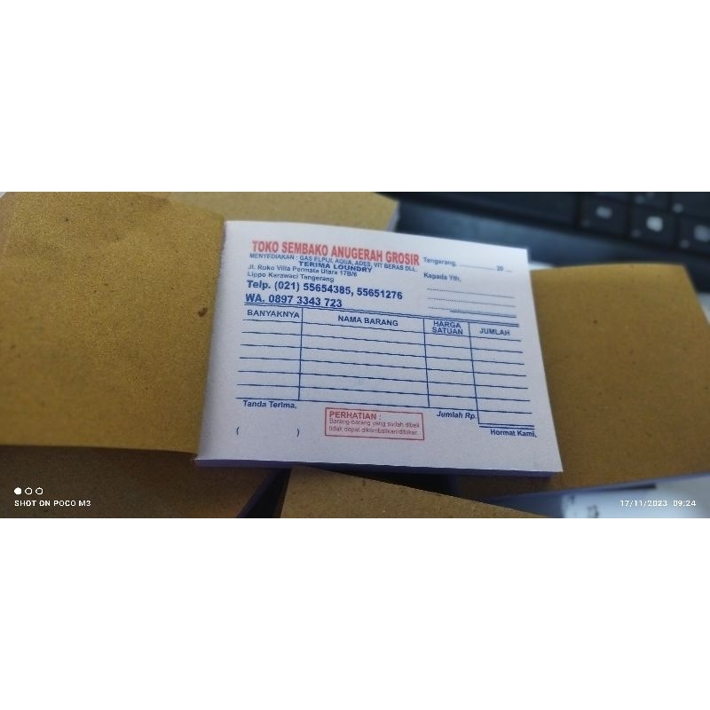 Jual Cetak nota/kwitansi 2 rangkap ukuran 8x10.5 cm (1/8 folio ...