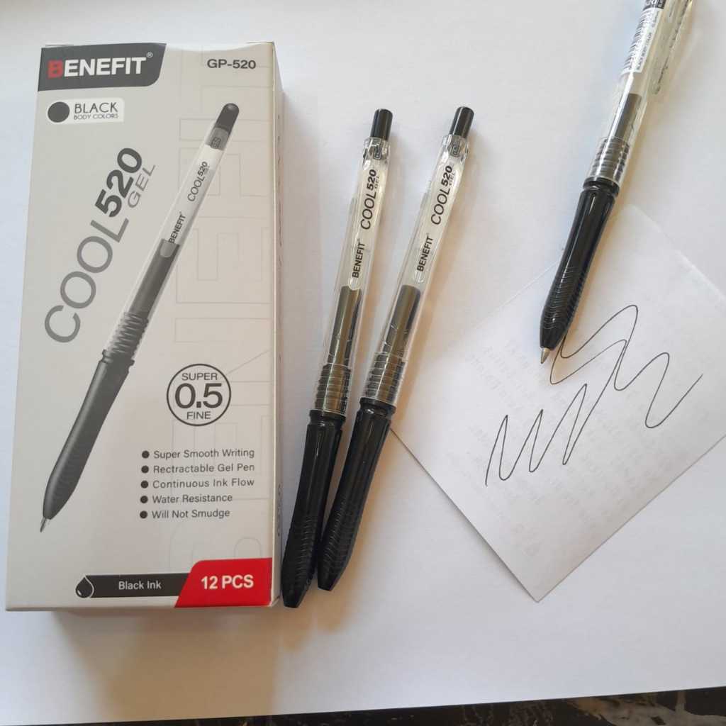 Jual 1 Lusin isi 12 pulpen Benefit 0.5 sejenis KOKORO Murah Grosir BODY Hitam | Shopee Indonesia