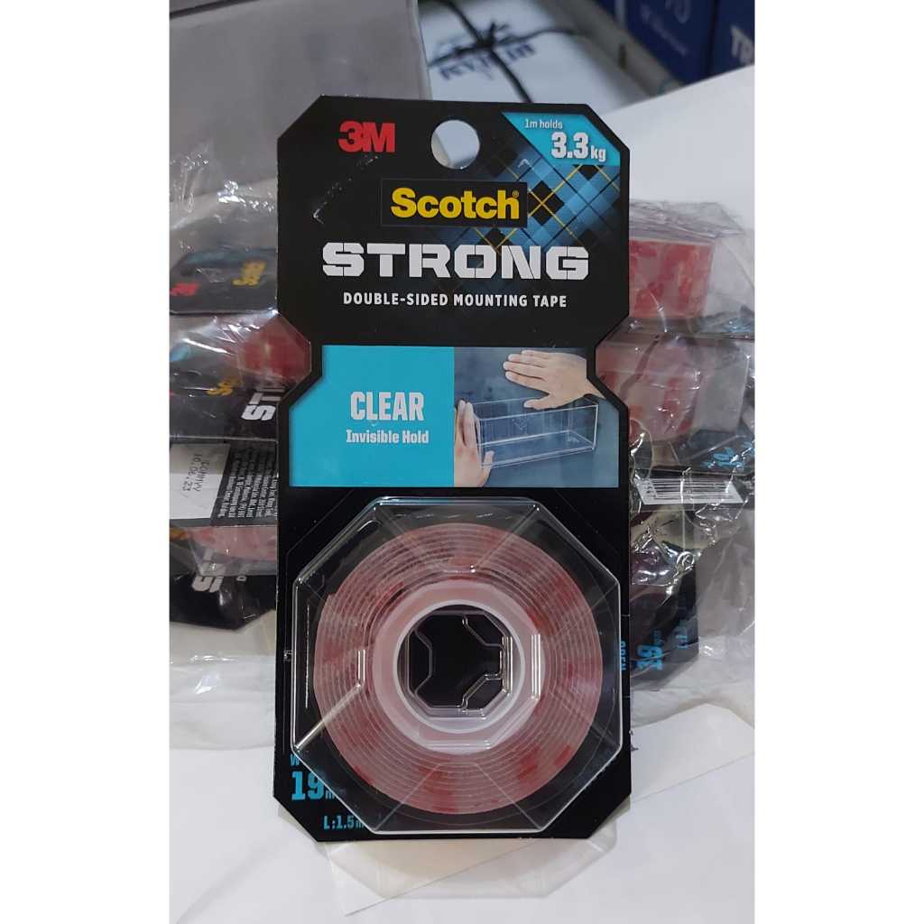 Jual 3M Scotch Strong Double Tape Mounting TRANSPARAN Clear 19 mm x 1.5 M | Shopee Indonesia