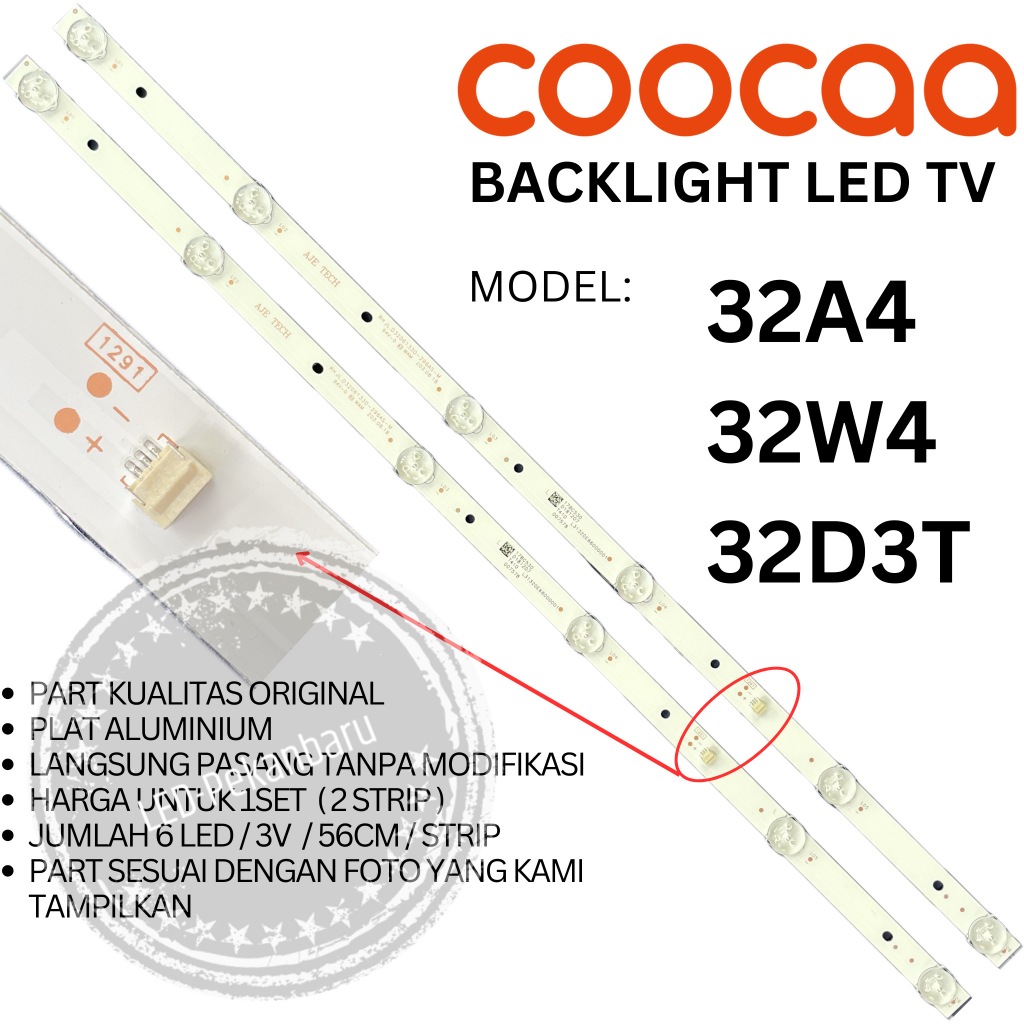 Jual BACKLIGHT LED TV COOCAA 32 INC 32A4 32W4 32D3T 32D3 LAMPU BL 6K 3V COCA KOKA | Shopee Indonesia