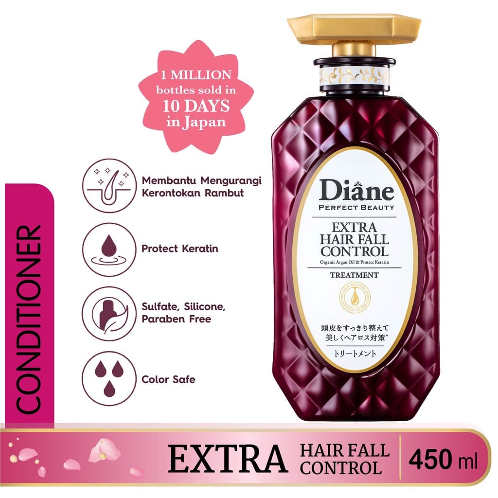 Jual MOIST DIANE Extra Hair Fall Control Shampoo / Treatment 450ml ...