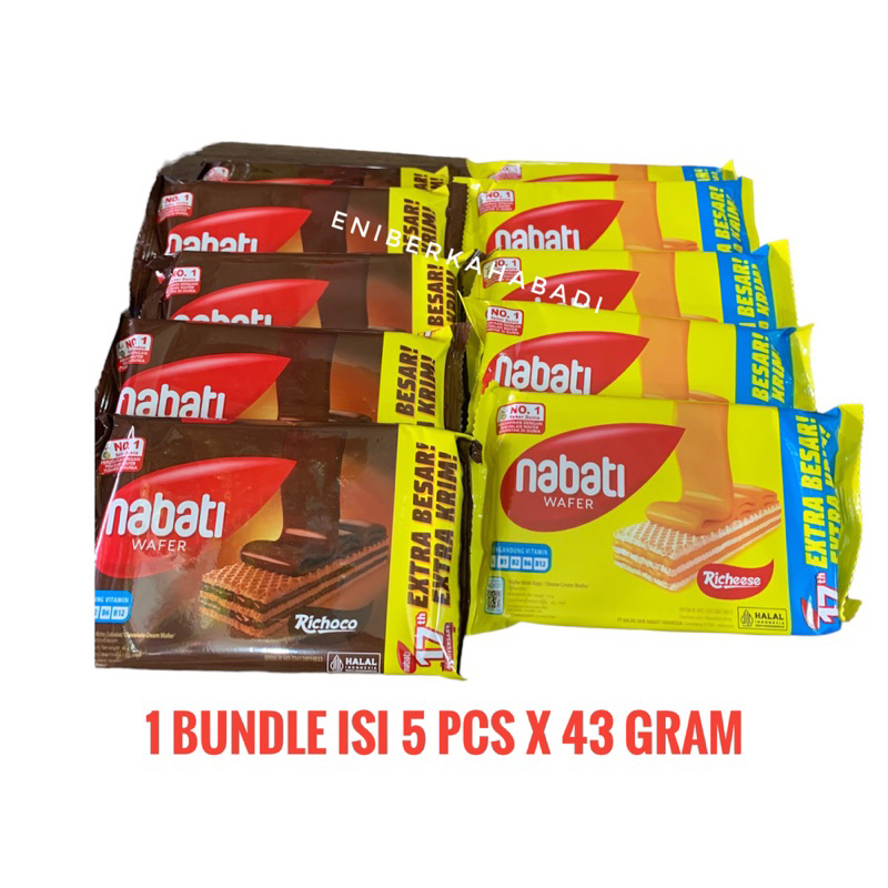 Jual Richeese Nabati Wafer Krim Keju / Richoco Krim Coklat 1 Bundle isi 5 sachet x 43gram ...