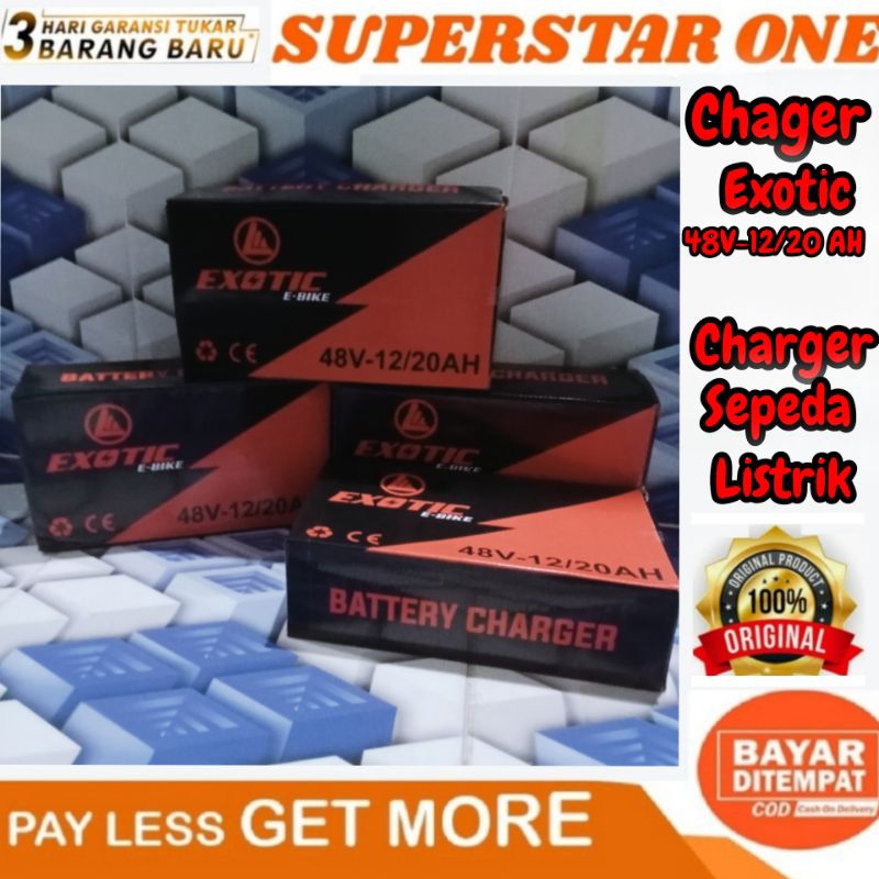 Jual Pengisi daya baterai sepeda listrik 48V-12/20 AH Exotic Charger | Shopee Indonesia