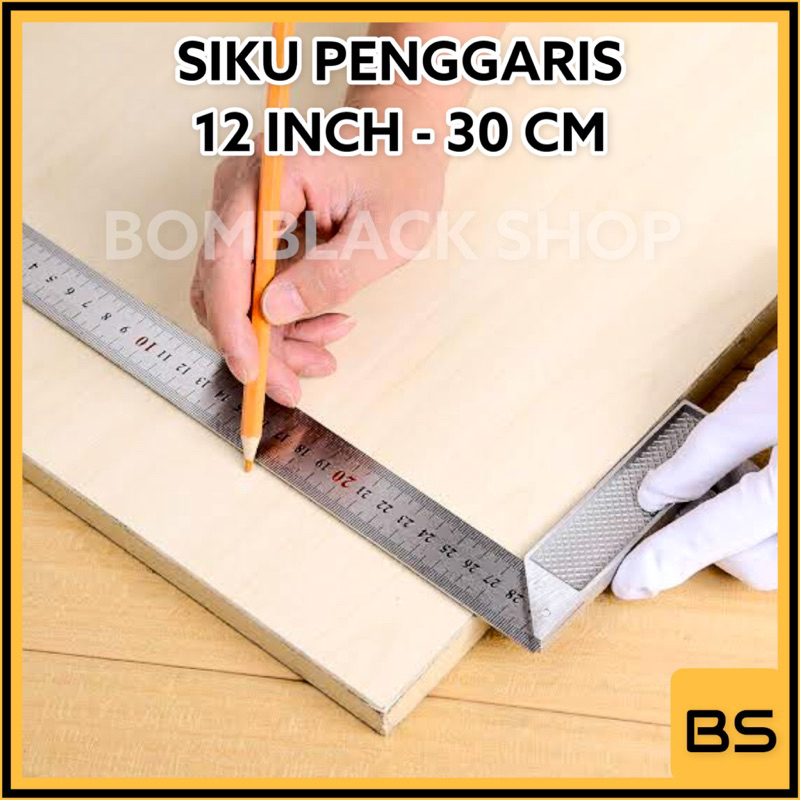 Jual Penggaris siku 30cm Siku Tukang 12 inch Angle Ruler 90 derajat ...