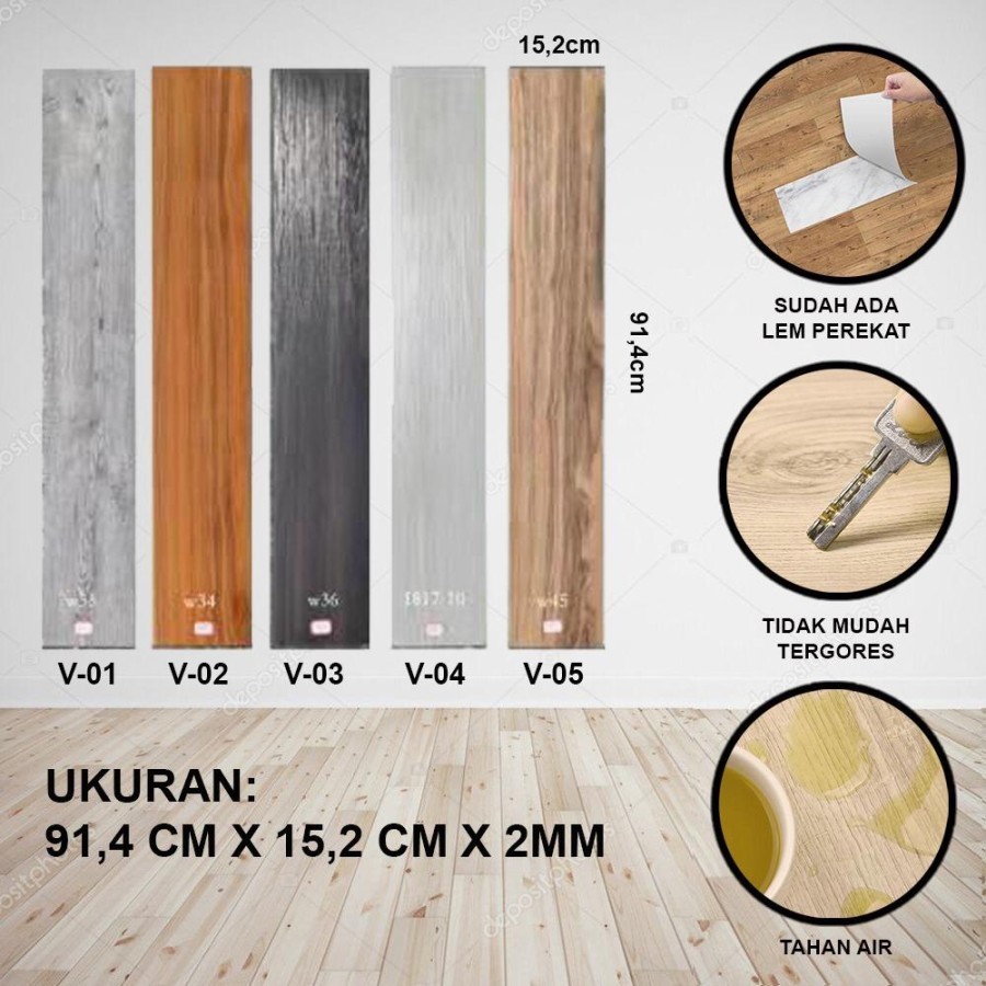 Jual Lantai Vinyl Kayu / Sticker Vinil Lantai Motif Kayu 2mm | Shopee ...