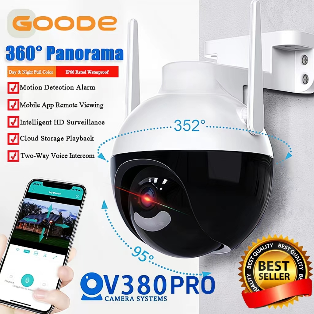 Jual GOODE Kamera CCTV Outdoor WiFi V380 HD IP Camera PTZ Kamera Jarak ...
