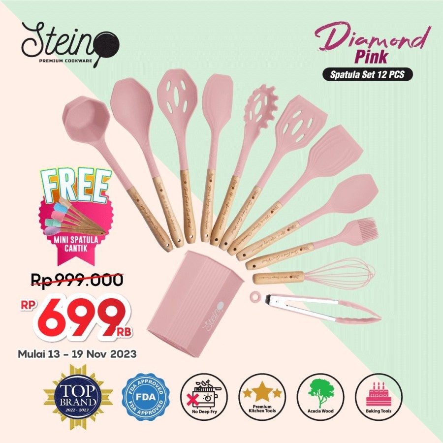 Jual STEIN Spatula Diamond Set Steincookware isi 12 Set | Shopee Indonesia