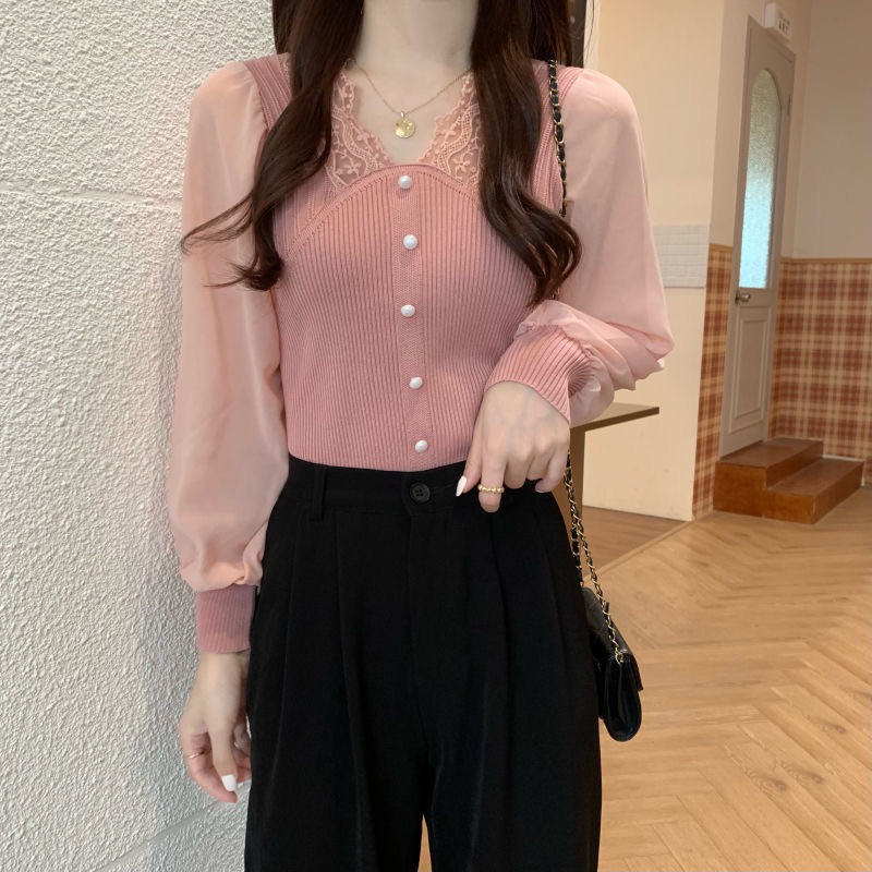 Jual Atasan Blouse Rajut Wanita Renda /Atasan Rajut Korean Terbaru ...