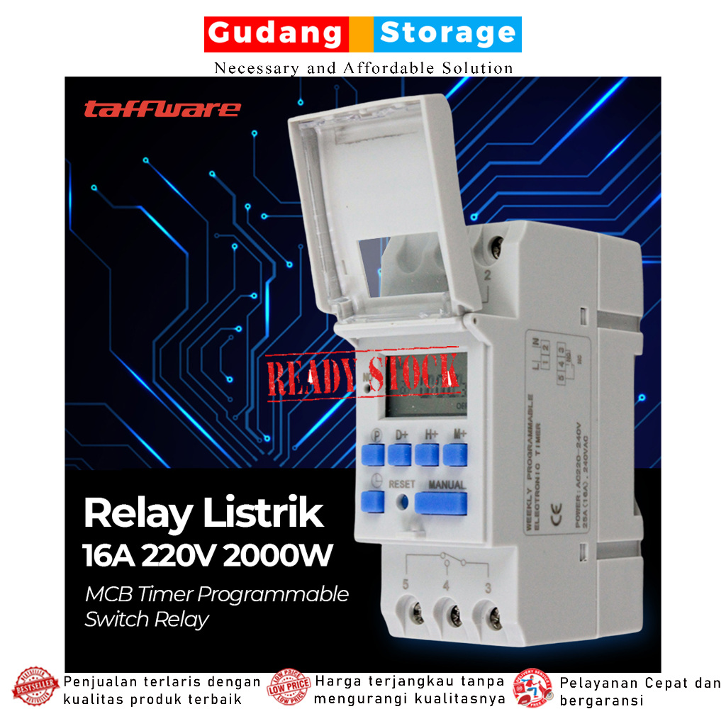 Jual [PROMO] Taffware MCB Timer Programmable Switch Relay 16A 220V ...