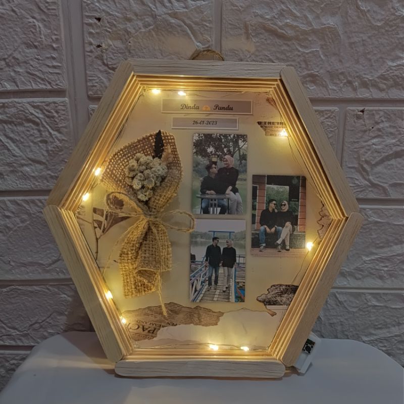 Jual TIDAK BISA COD Frame Hexagonal Stik Custom / Kado Ultah/ Wisuda ...