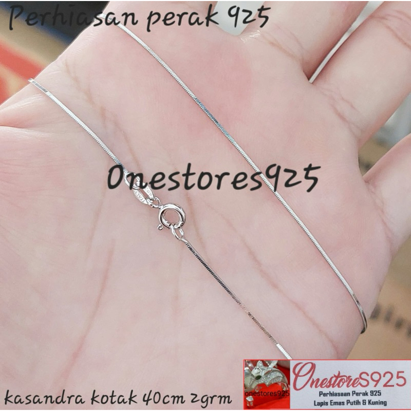 Jual KALUNG KASANDRA KOTAK PERAK 925 LAPIS EMAS PUTIH 40CM | Shopee Indonesia
