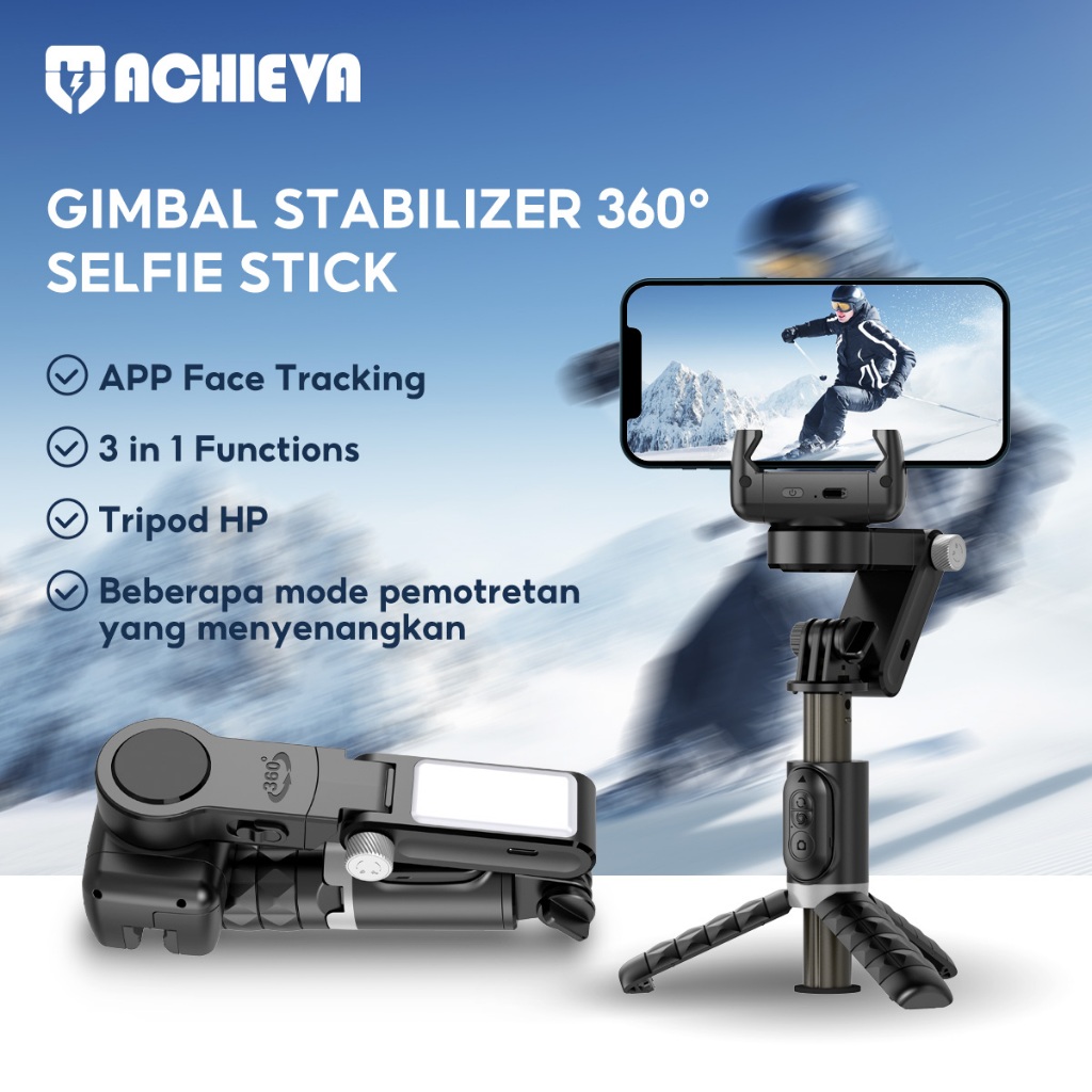 Jual ACHIEVA Q18 Gimbal Stabilizer Handphone Auto Balance Selfie Stick ...