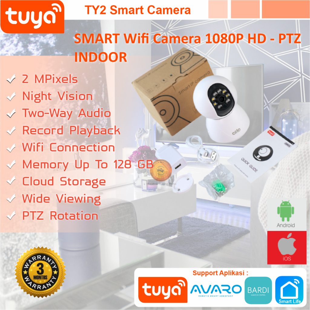 Jual TUYA CIRLO TY2 INDOOR PTZ Camera CCTV Smart IP Cam CCTV WiFi 1080P ...