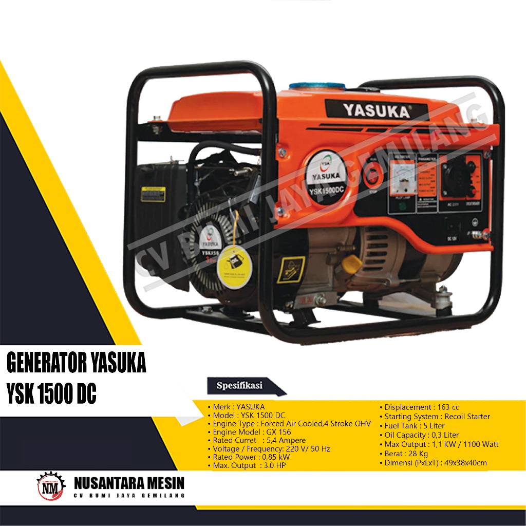Jual MESIN GENSET / GENERATOR YASUKA YSK 1500 DC | Shopee Indonesia