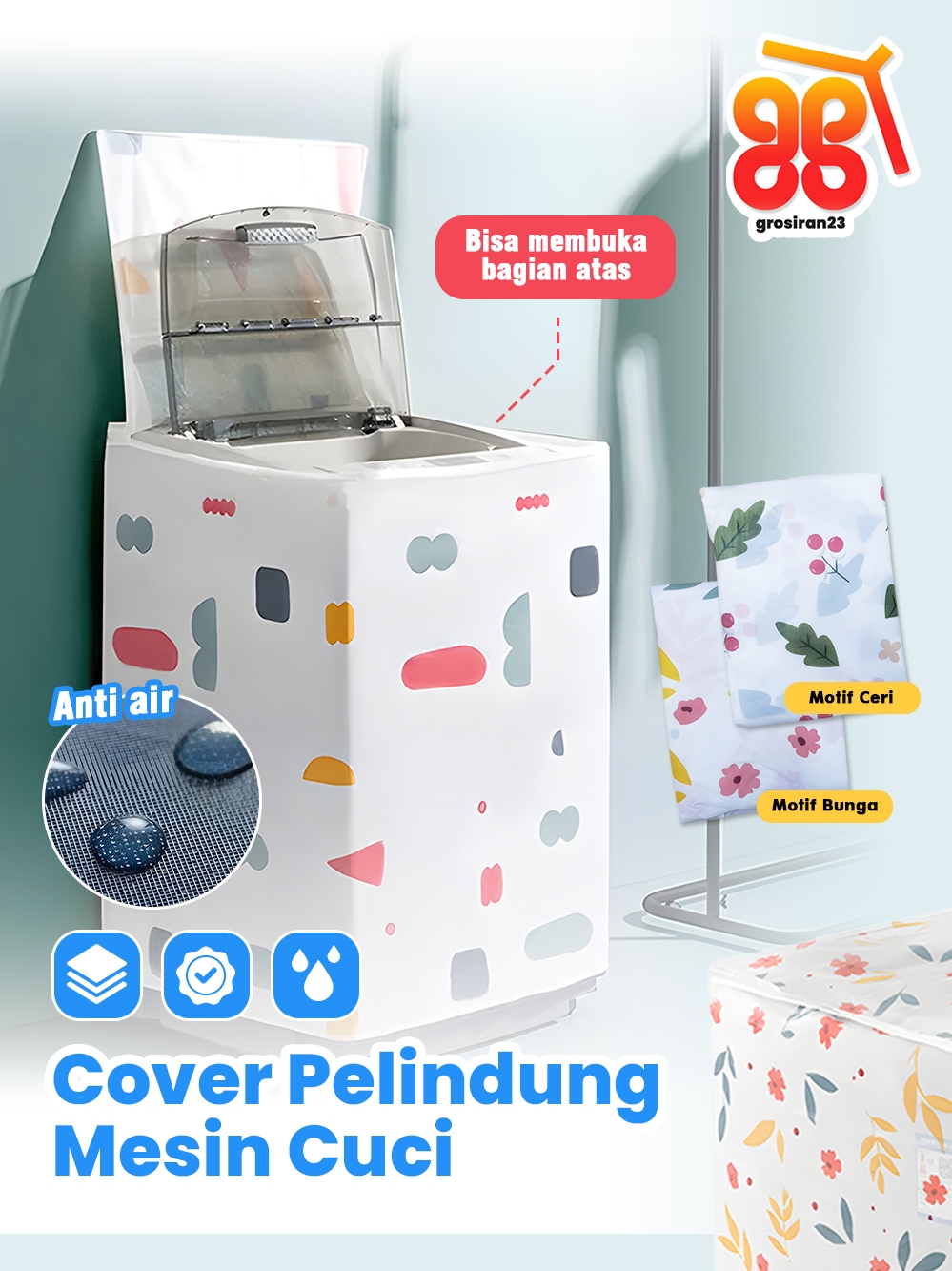 Jual Cover Mesin Cuci Top Loading Laundry/ Tamplak Sarung Penutup Mesin ...