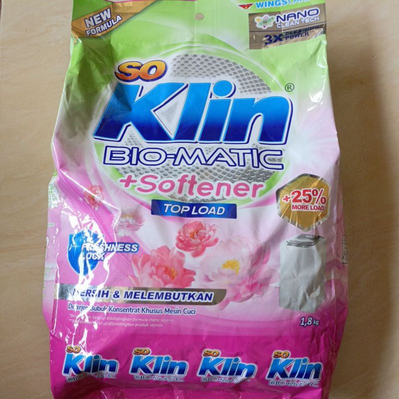 Jual SOKLIN Bio-matic Detergen+Softener Topload 1.8kg | Shopee Indonesia