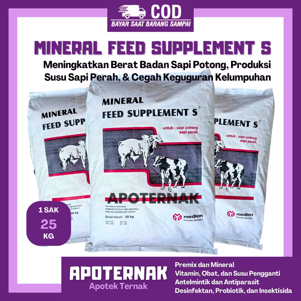 Jual MINERAL FEED SUPLEMENT S 1 Sak 25 Kg Medion | Mineral Sapi Potong ...