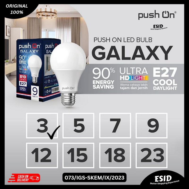 Jual Push On Galaxy Lampu Led Bohlam 3w | Super Putih, Terang & Ekonomis | SNI | Led Bulb Light ...