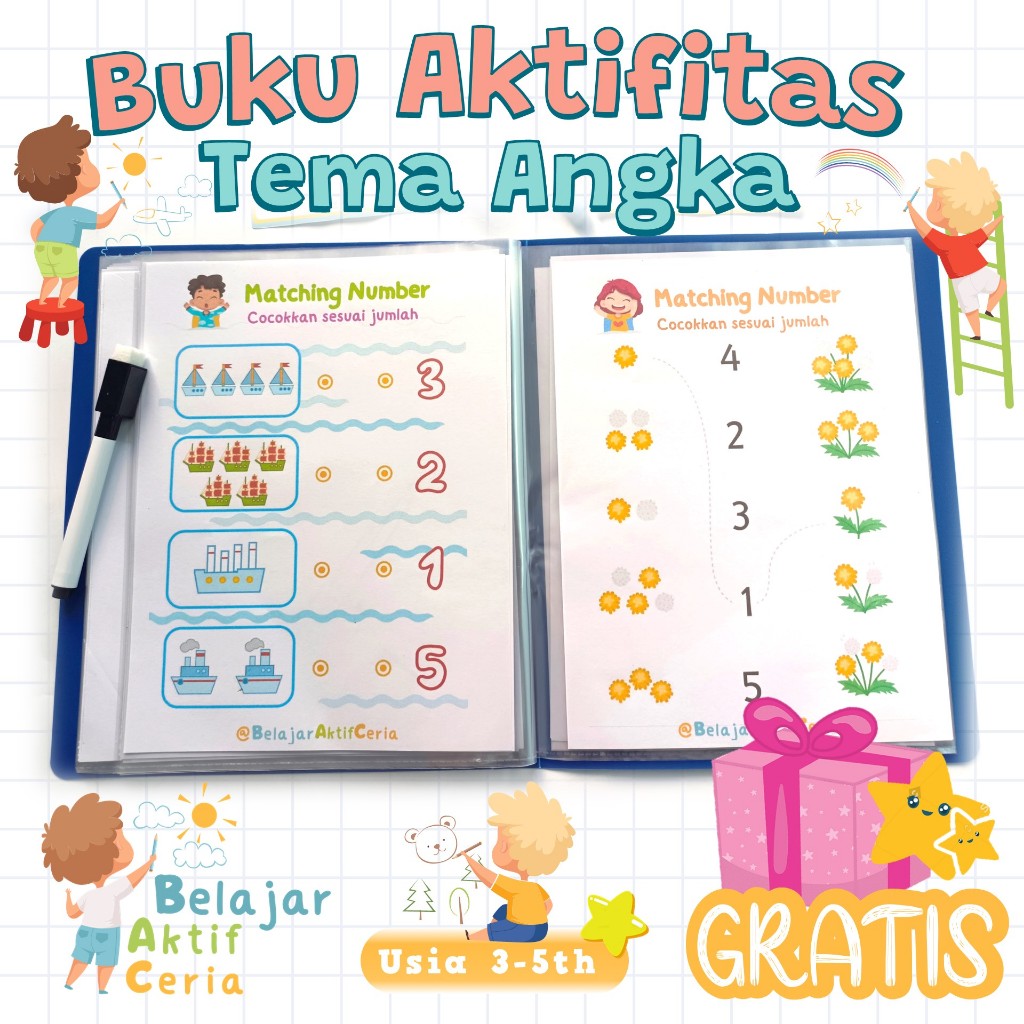 Jual Buku Aktivitas Anak Angka Worksheet Anak Tk Paud Busy Book Wipe ...