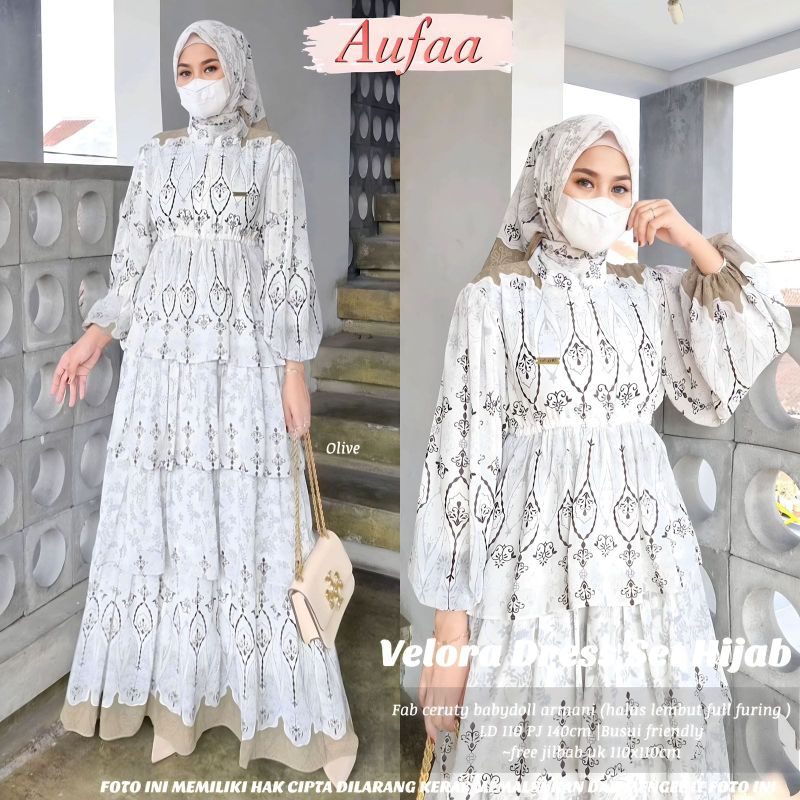 Jual velora dress set hijab original by Aufa | Shopee Indonesia