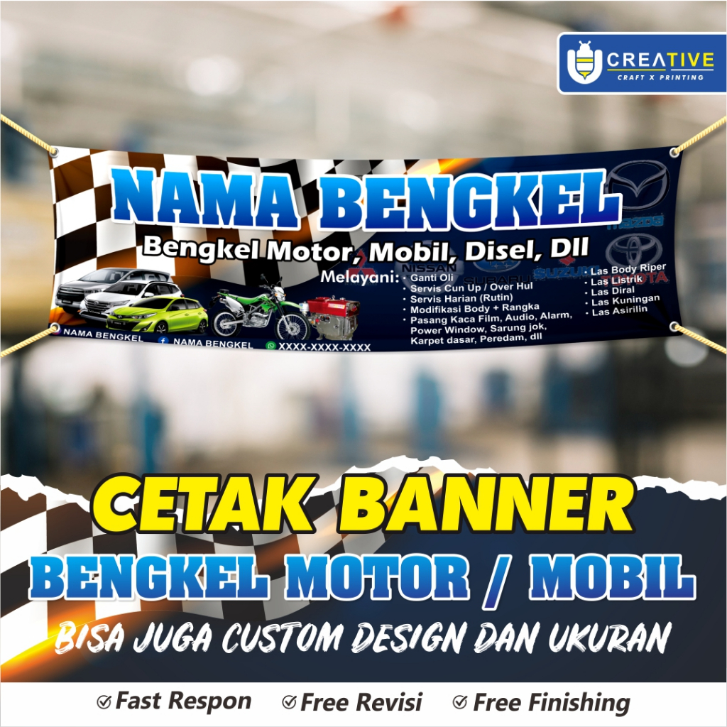 Jual Cetak Banner / Spanduk Bengkel Motor / Mobil (Fast Respon, Free Revisi, & Free Finishing ...