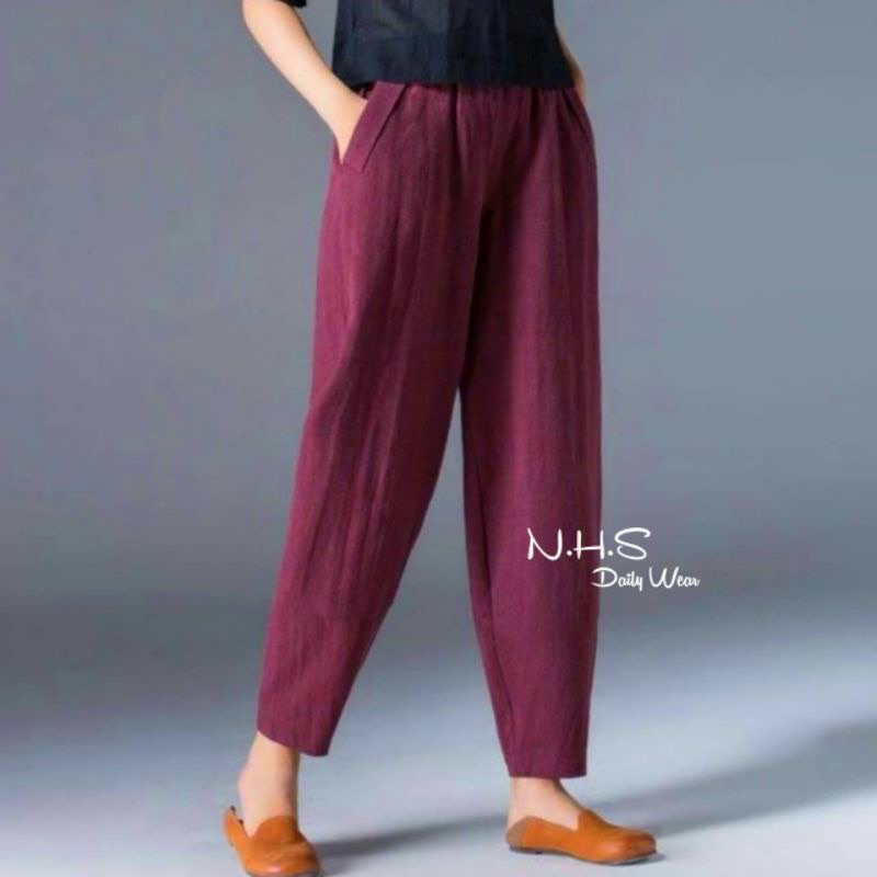 Jual Kulot Bloomy Pants Bahan Linen Premium Model Celana Korean Style ...