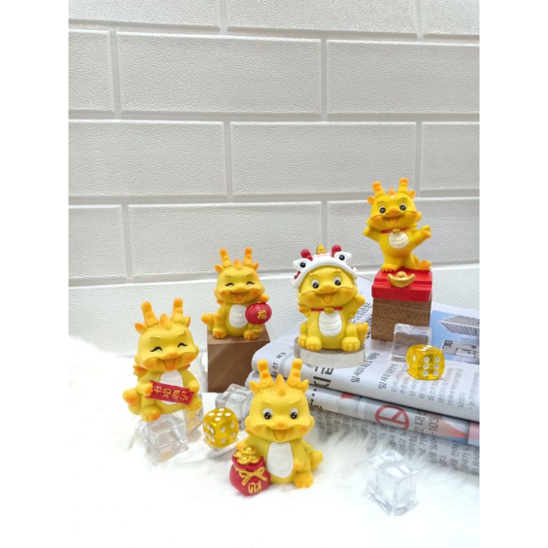 Jual pajangan naga set / naga set 5 / dragons set / pajangan imlek naga ...