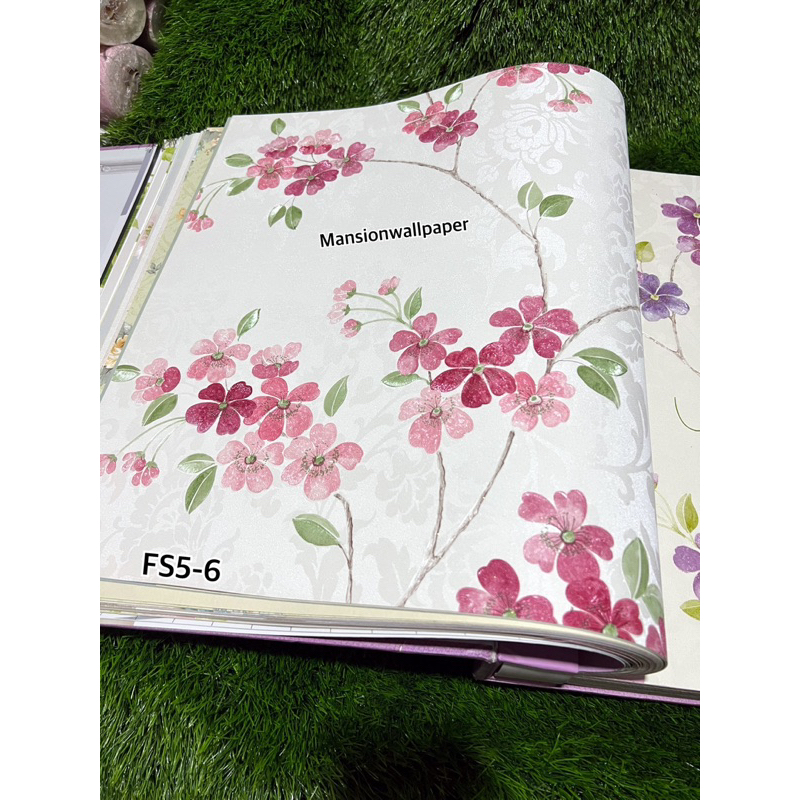 Jual Wallpaper Dinding Bunga Ulir Daun Pink Merah Kuning Ungu Biru ...