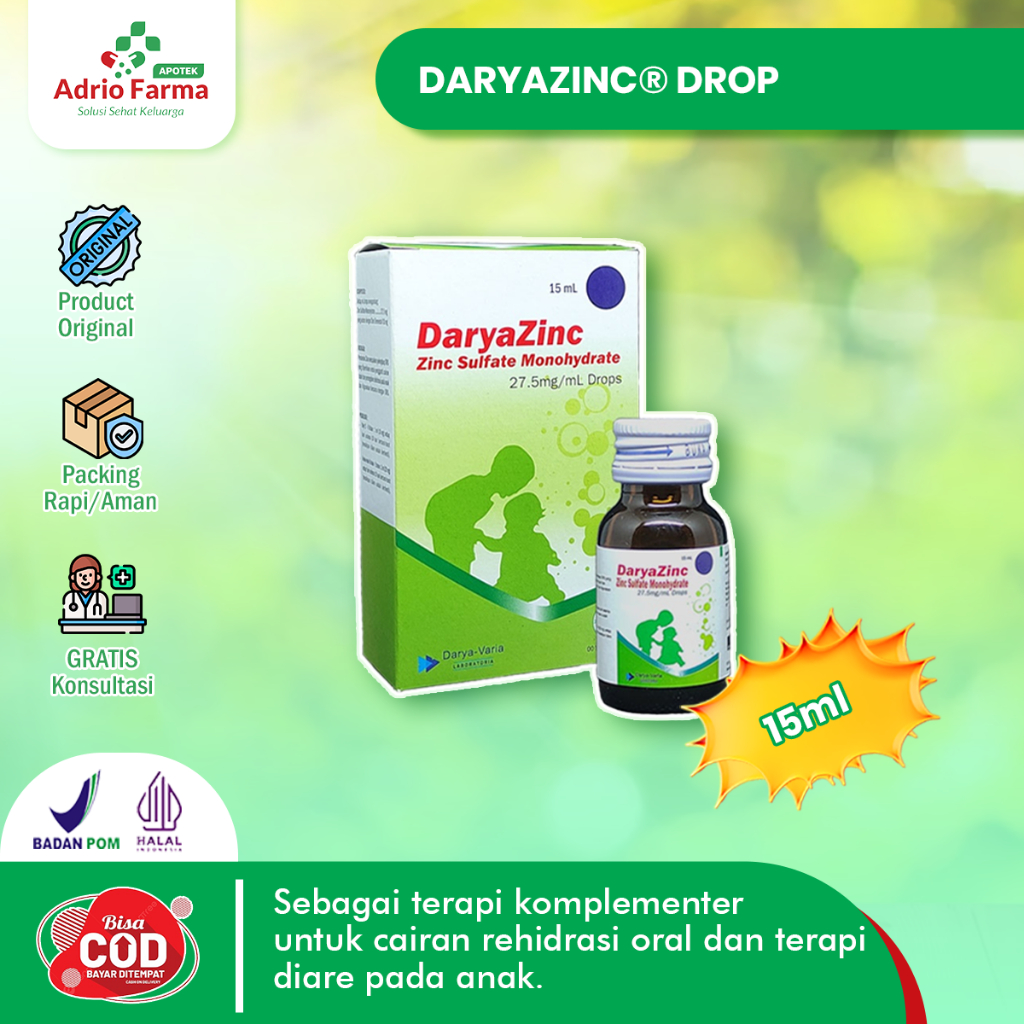 Jual DARYAZINC - DROPS Botol @ 15ml - Zinc Sulfate Monohydrate ...