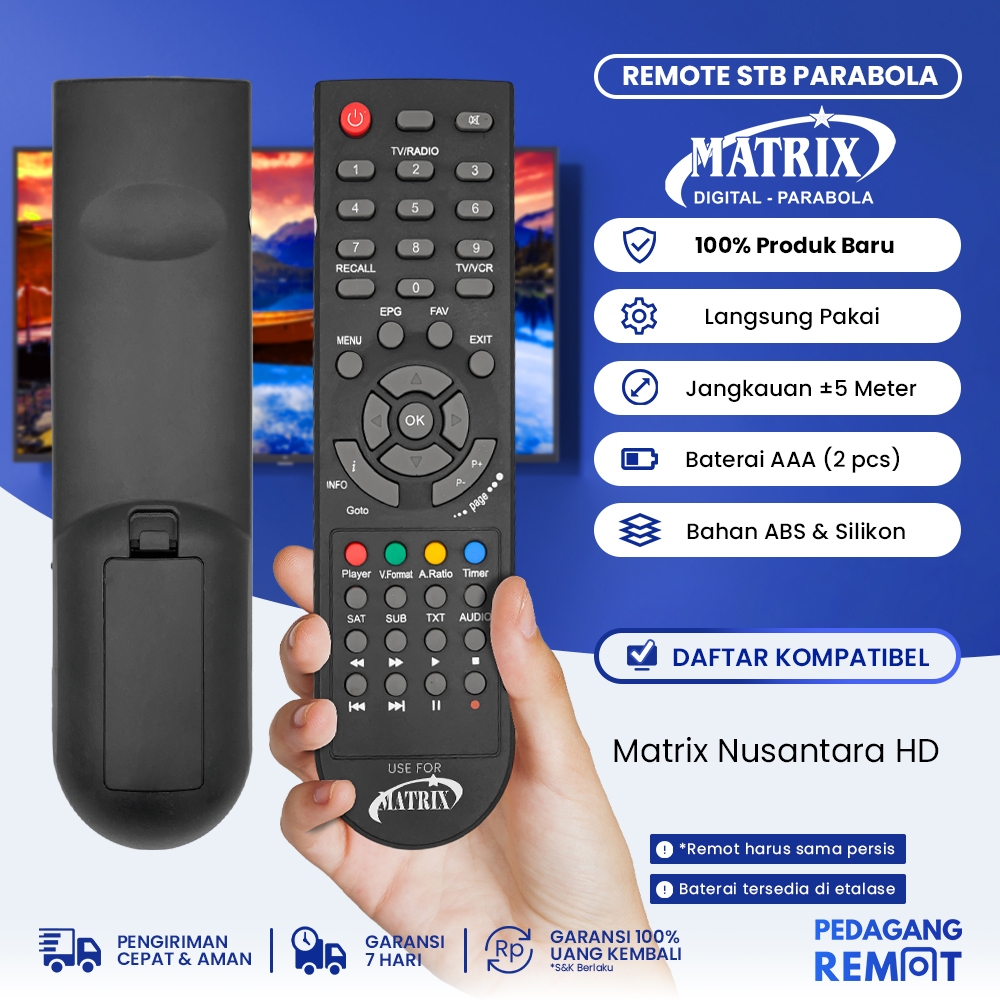 Jual Remot Remote STB Parabola Matrix Nusantara HD / Remote Receiver ...