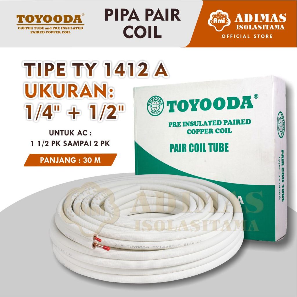 Jual Pipa AC Toyooda Pair Coil TY 1412 A Ukuran 1/4" + 1/2" AC 1 1/2 ...