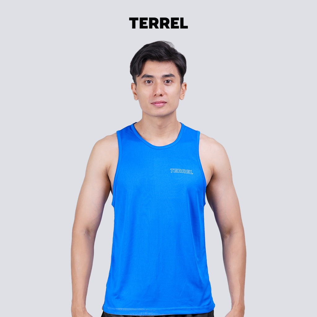 Jual Terrel sportswear Basic Tanktop Blue sleeveless baju atasan tanpa lengan kaos olahraga dry ...