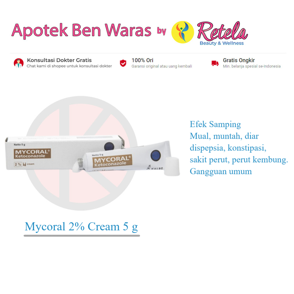 Jual Mycoral 2% Cream 5 g / Ketoconazole | Shopee Indonesia